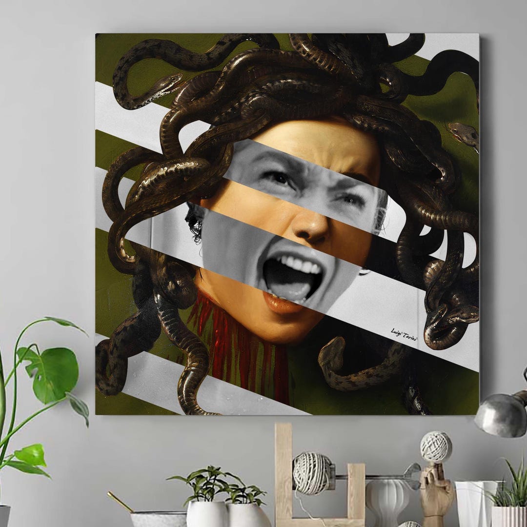 Psycho Meets Medusa Art: Pop Art Collage Poster or Canvas - Etsy