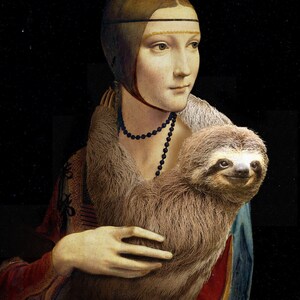 Lady With a Sloth - Original Artwork Available in Poster and Canvas ...