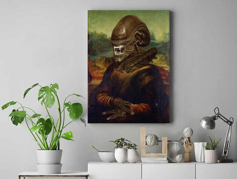 Mona Lisa Alien Xenomorph - Da Vinci Canvas Print Art Gift Wall Home ...