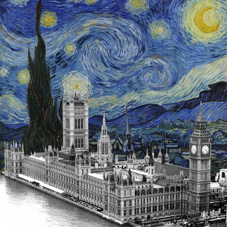 Van Gogh's the Starry Night & London big Ben Van Gogh - Etsy