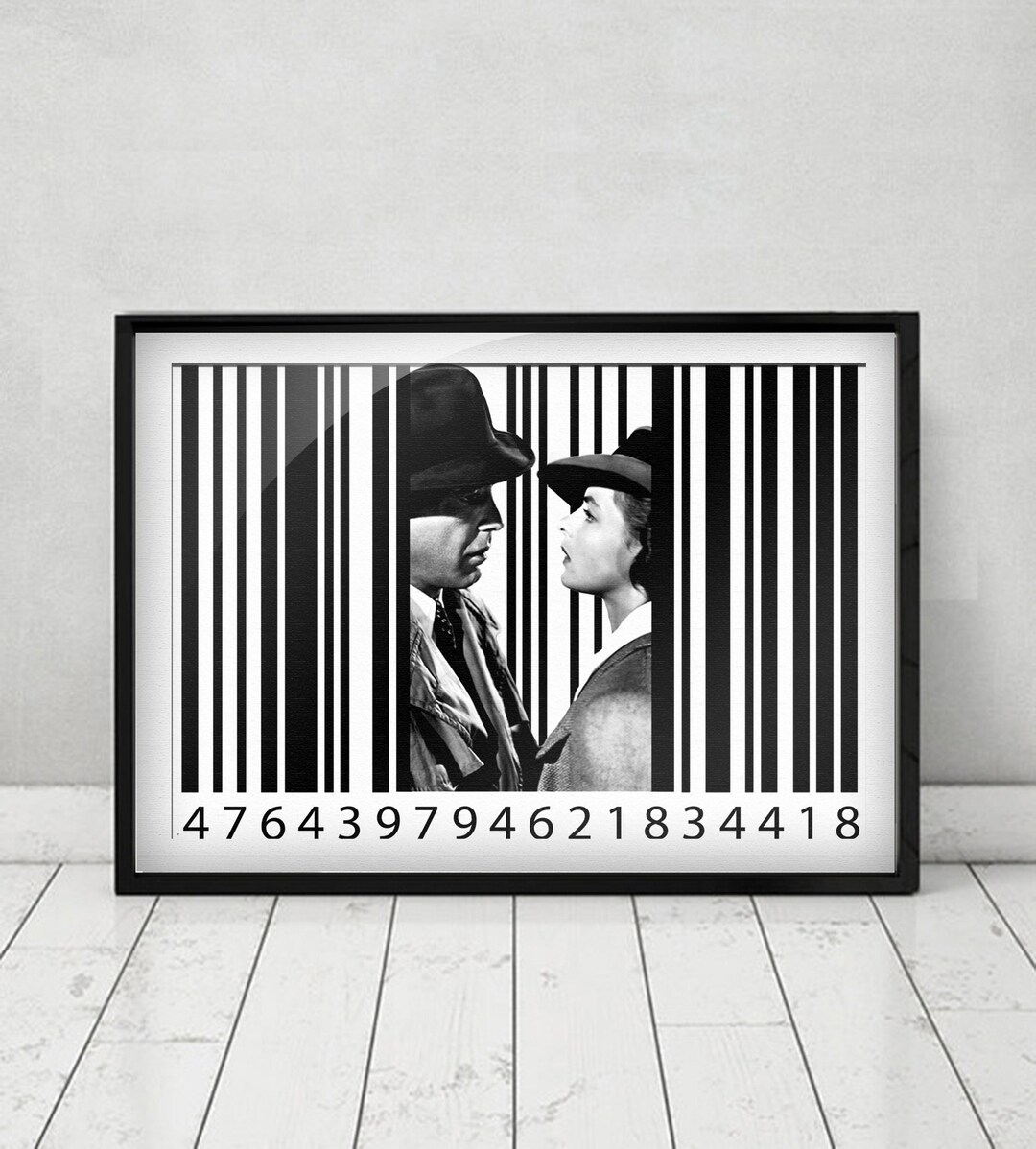 Casablanca in a Barcode - Collage Canvas Print Art Gift Wall Home Decor ...