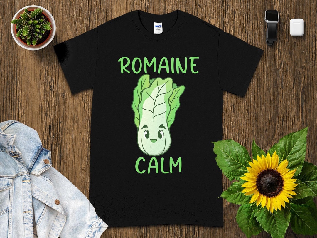 Cute Romaine Calm Lettuce Graphic T-shirt, Vegan Tee, Vegetable Pun ...