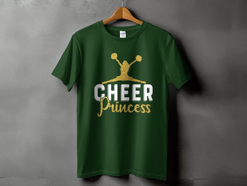 Cheer Princess Cheerleading Shirt, Cheerleader Glitter Graphic Tee ...
