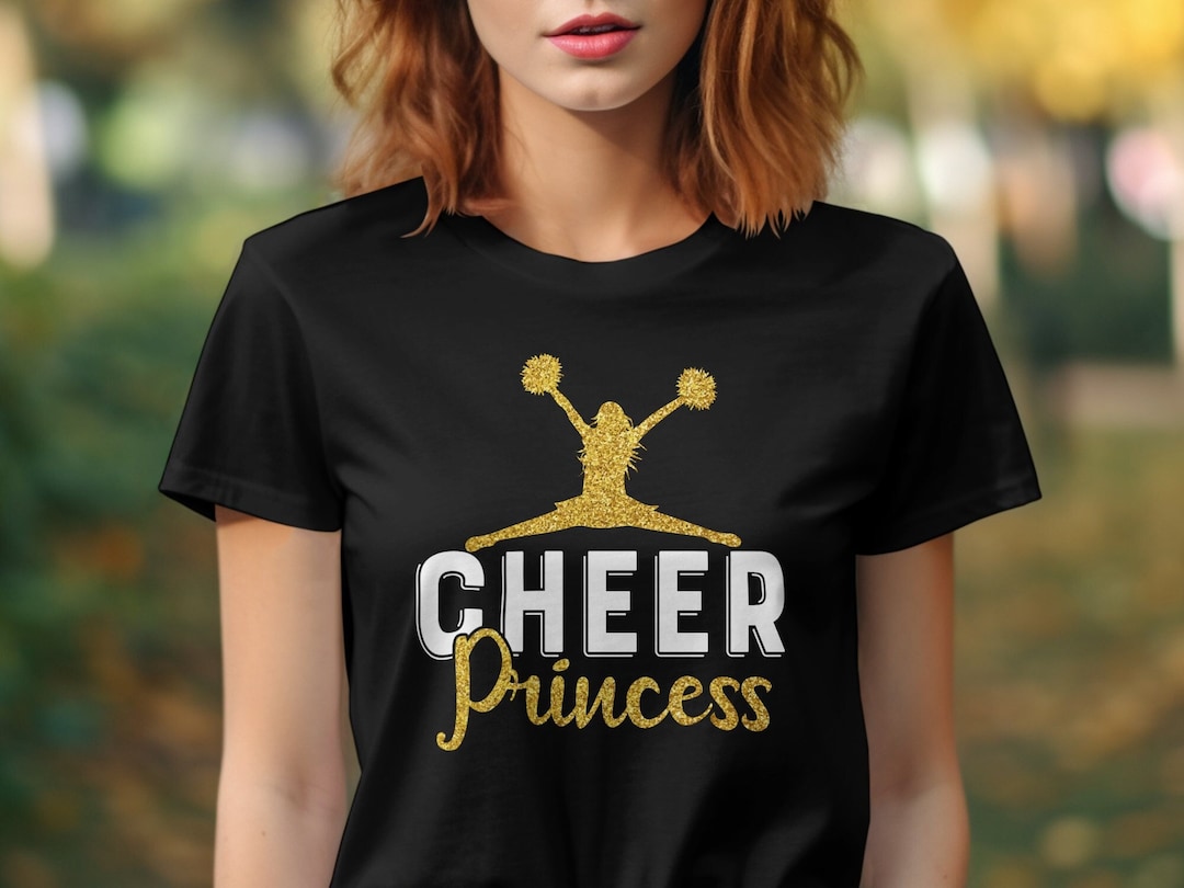 Cheer Princess Cheerleading Shirt, Cheerleader Glitter Graphic Tee ...
