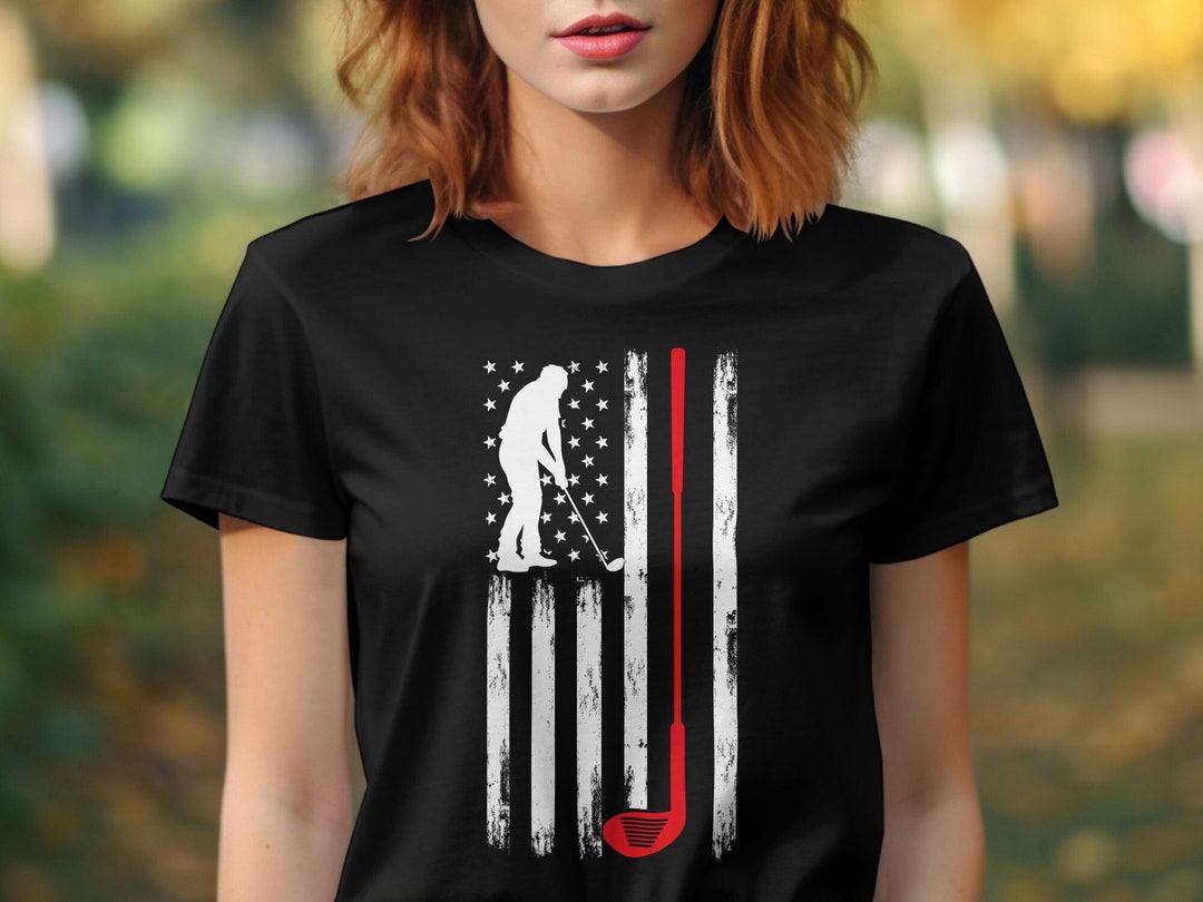Golf Player American Flag Graphic Tee, USA Patriotic Golfing T-shirt ...