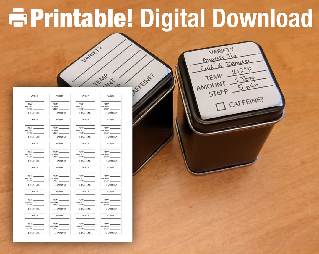 Printable Tea Tin Labels 1.5 Square - Etsy