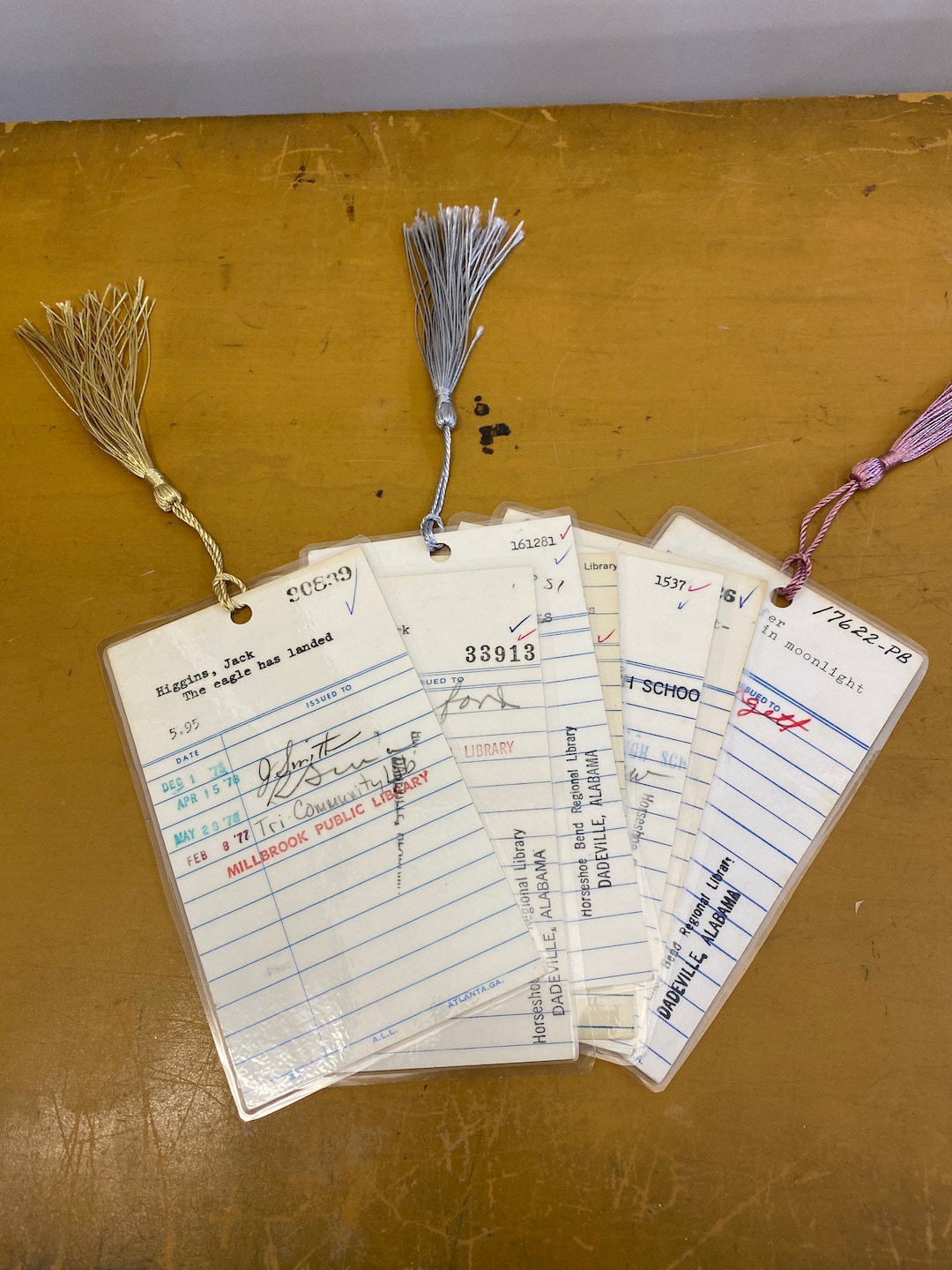 Set of 4 few Signatures Library Checkout Card Bookmarks Library ...