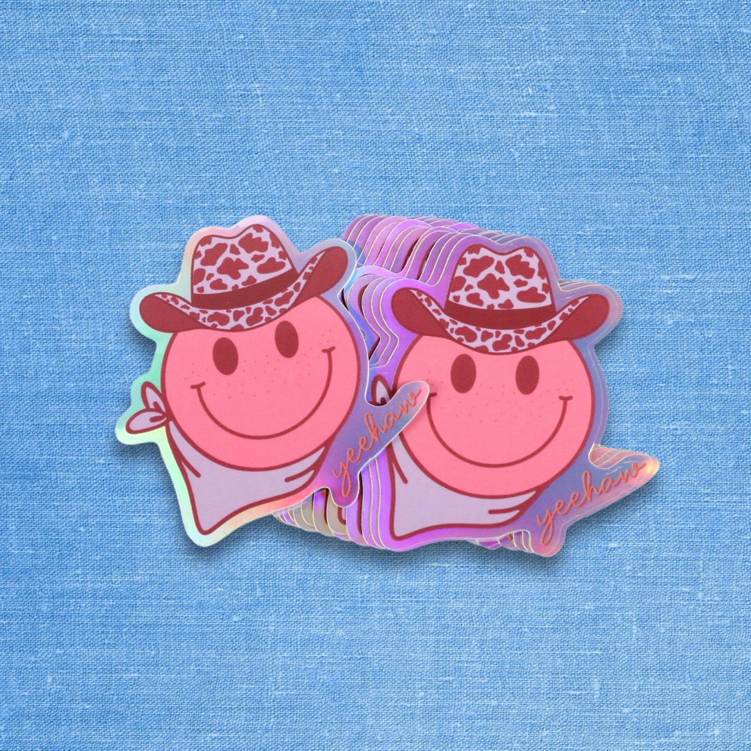 Western Yee Haw Cowboy Hat Smiley Face With Bandana Y2K - Etsy