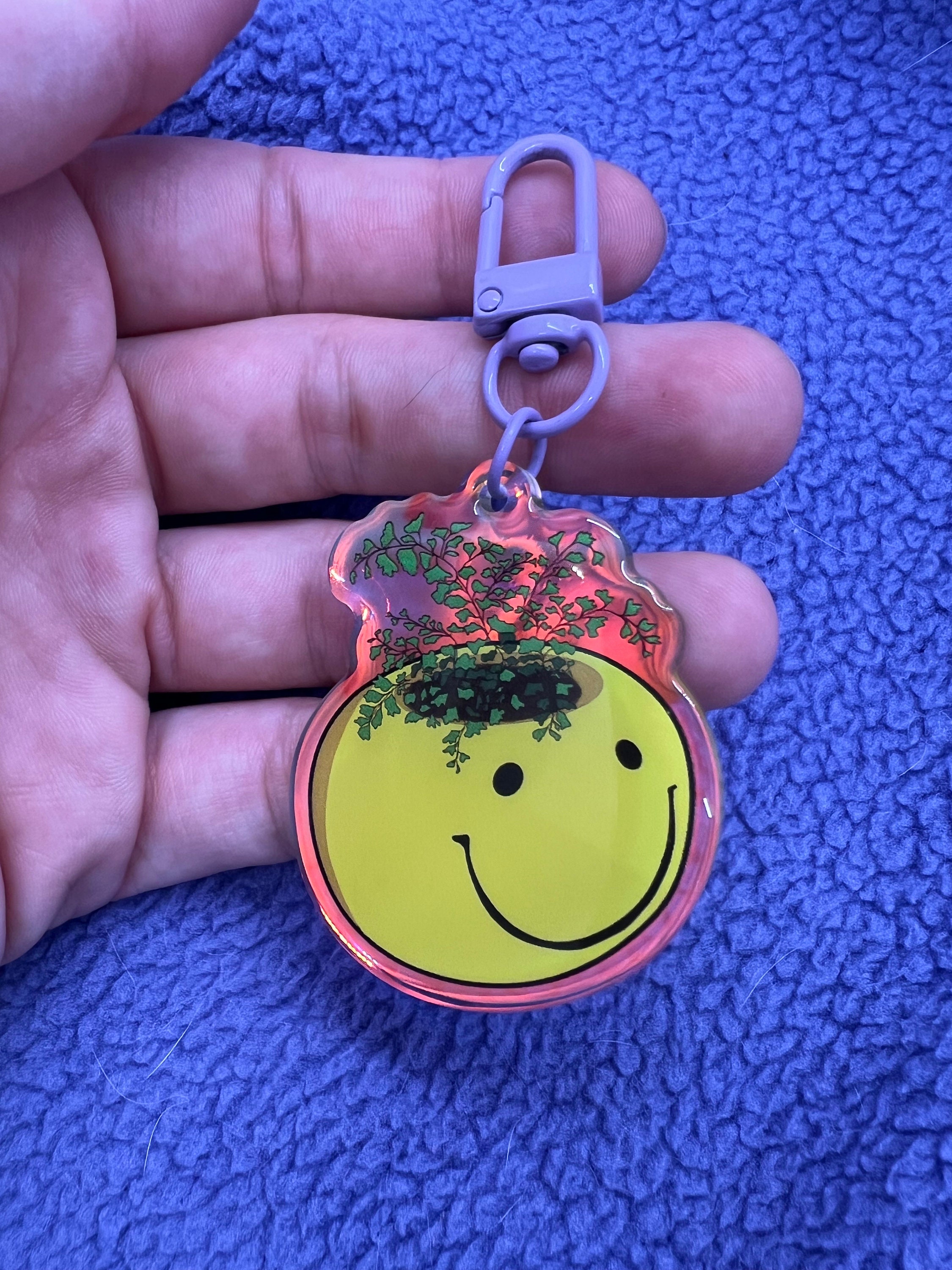 Iridescent Smiley Face Fern Keychain, Rainbow Maker Charm - Etsy
