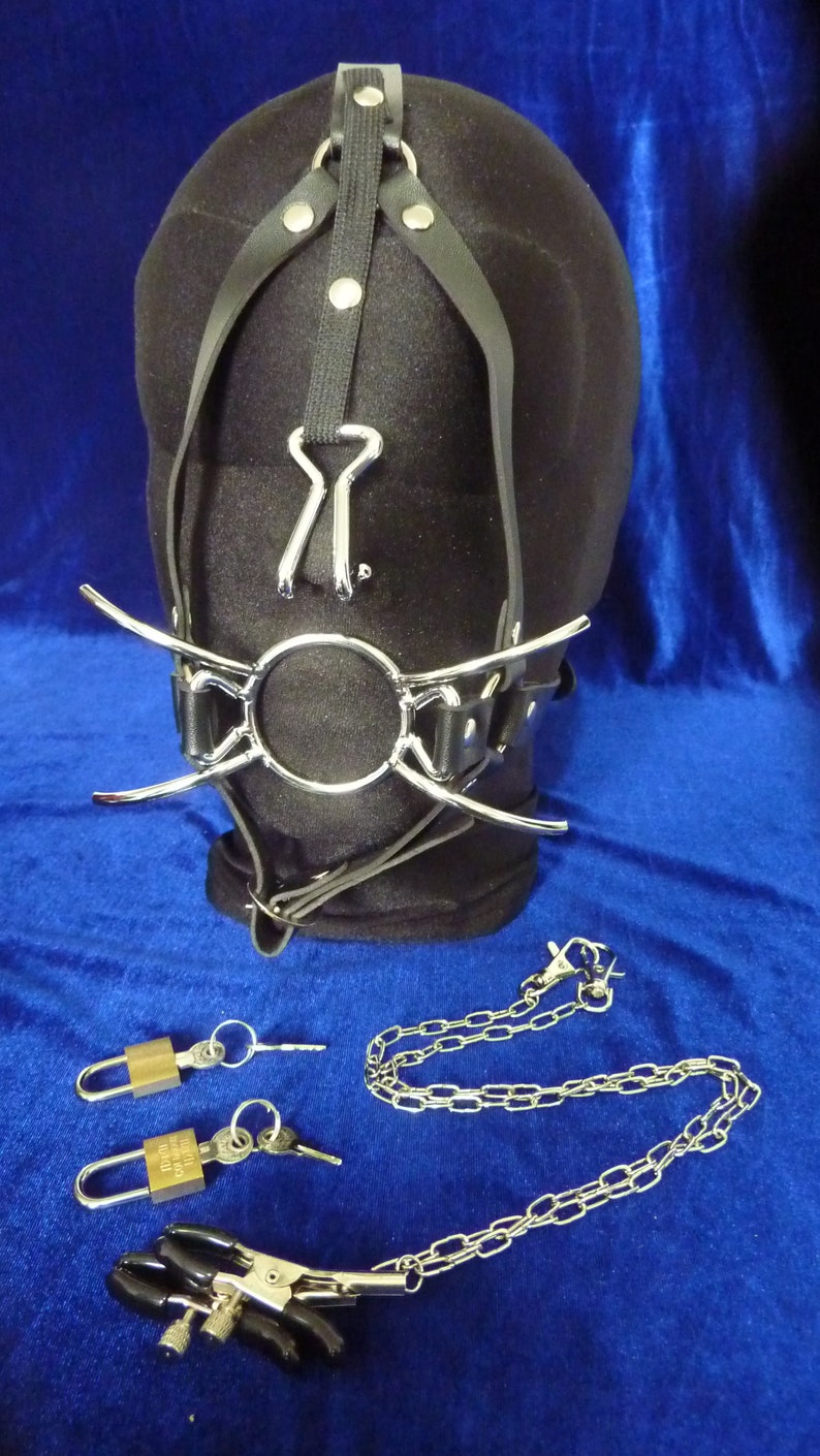 Spider gag with optional nose hooks. FAUX leather straps - Etsy Canada