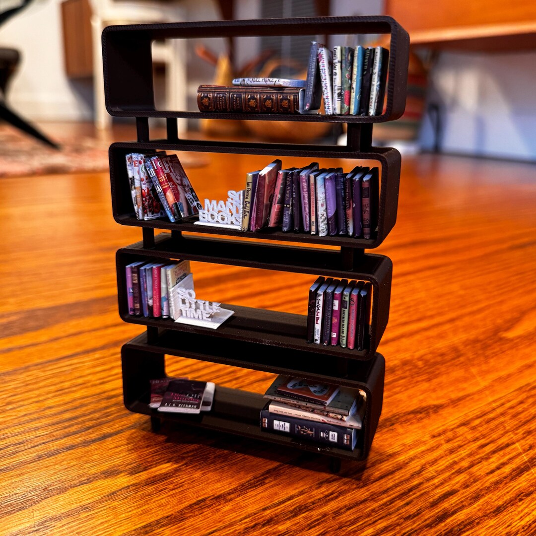 Miniature Mid-century Bookcase STL (6.2”) — 3D Printable Bookshelf ...