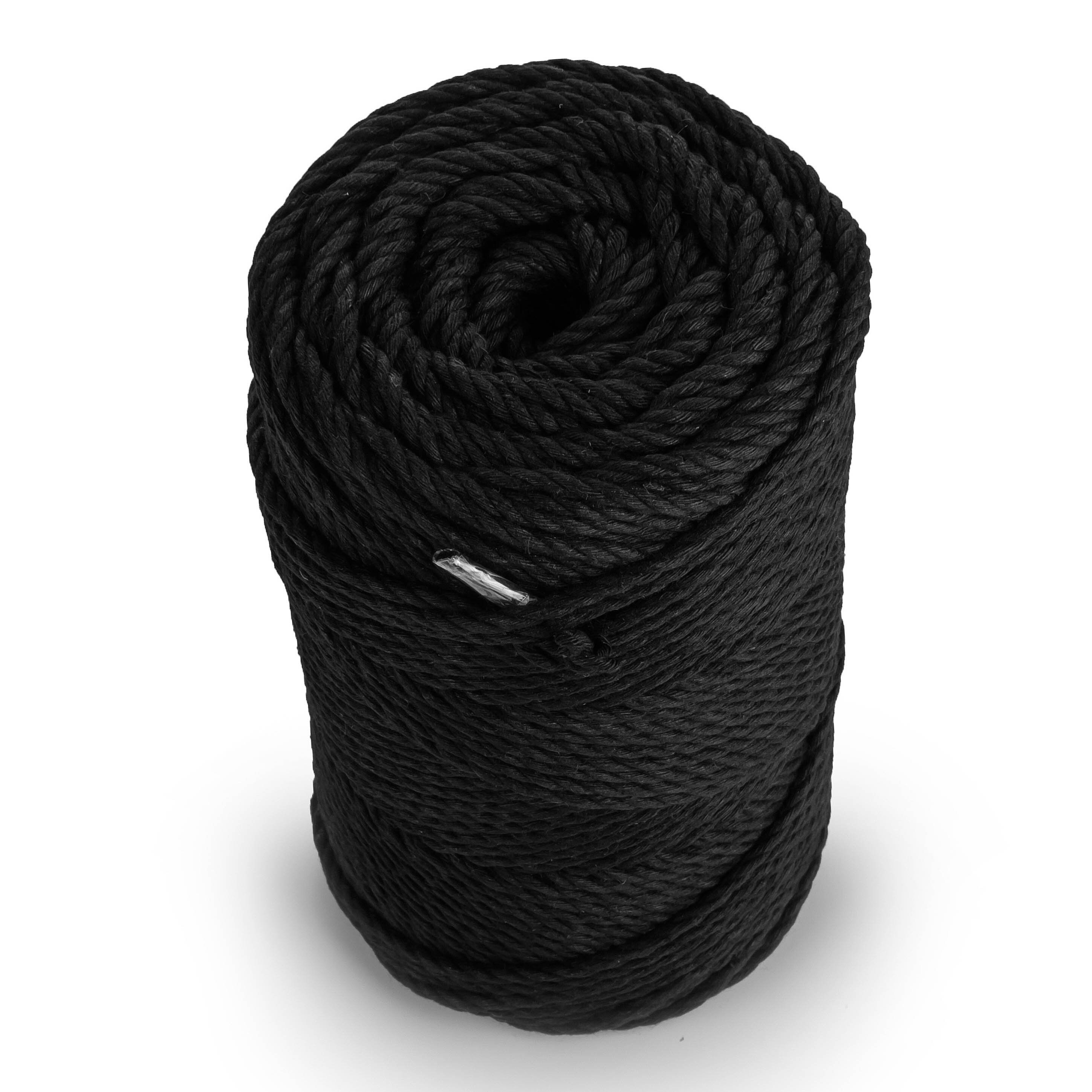 BLACK Macrame Cord 3mm Cotton Rope 140 M Cotton String 3-ply - Etsy