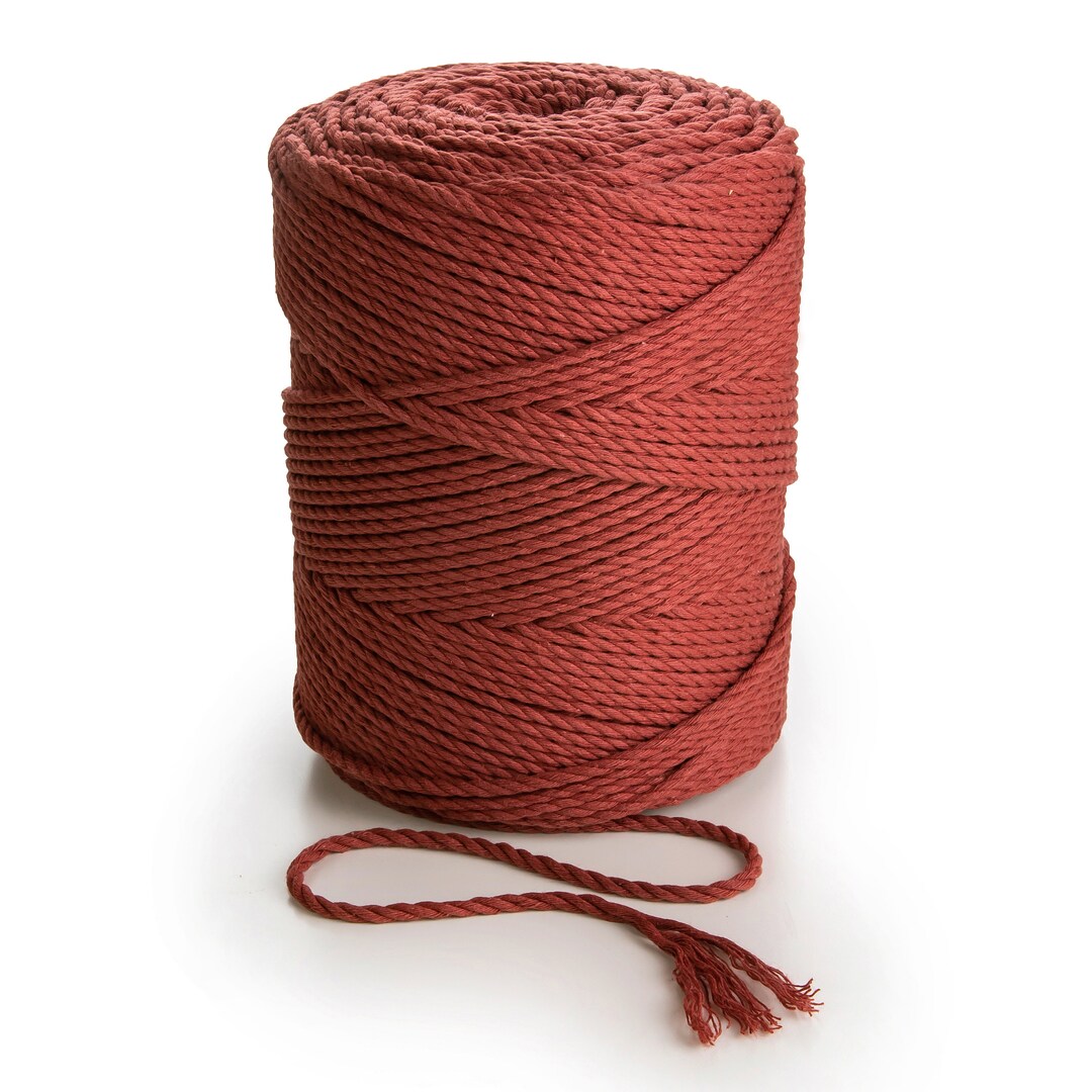 BORDO Macrame Cord 3mm CINNAMON RED Macrame Rope 280 M 3 Strand Twisted ...