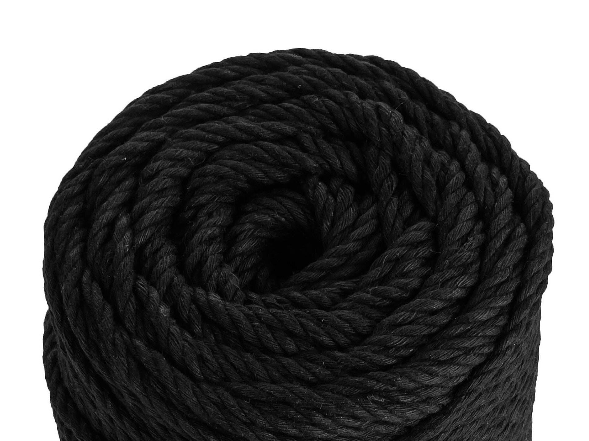 BLACK Macrame Cord 3mm Cotton Rope 140 M Cotton String 3-ply - Etsy