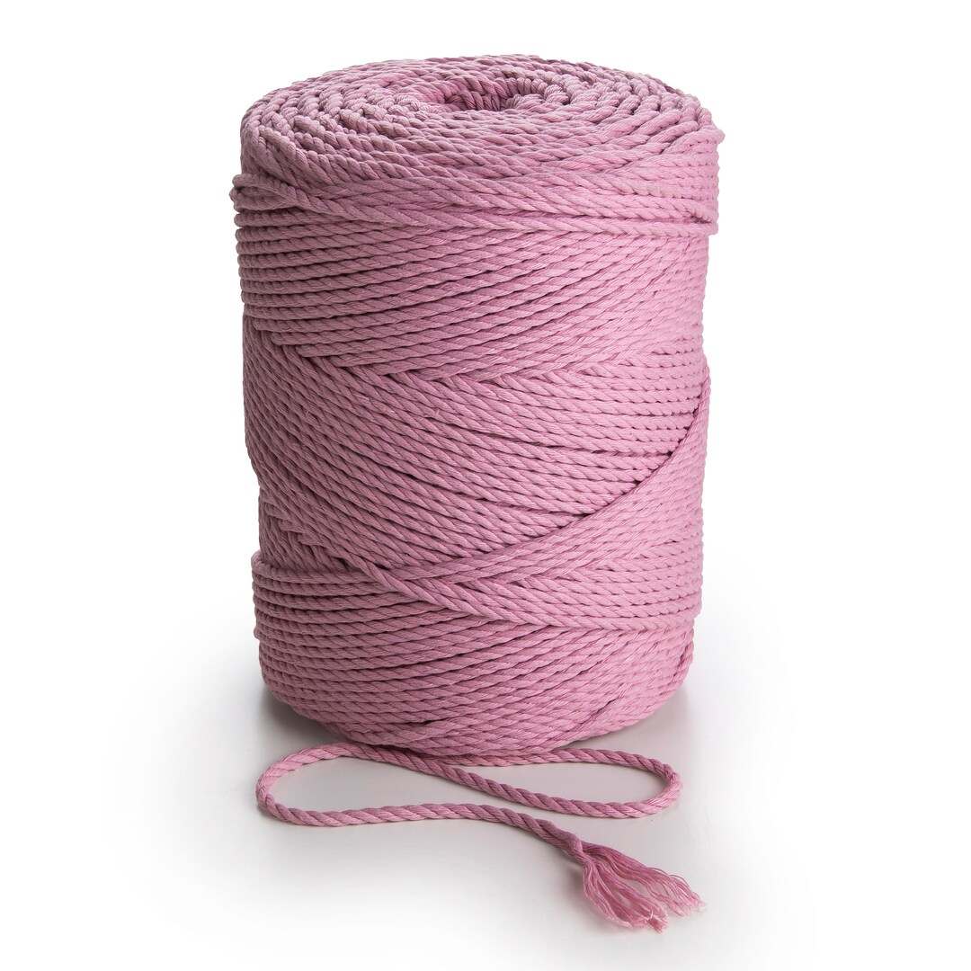 DUSTY PINK Macrame Cord 3mm Macrame Rope 260 M 3 Strand Twisted Cotton ...