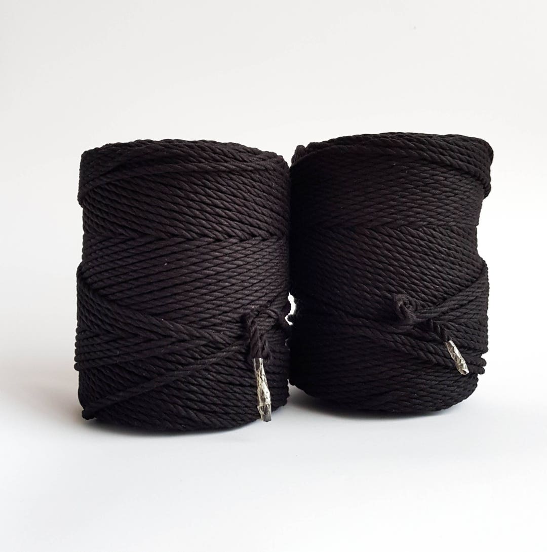 Black Macrame Rope 4mm Macrame Cotton Cord About 340 M Length, Dyed ...