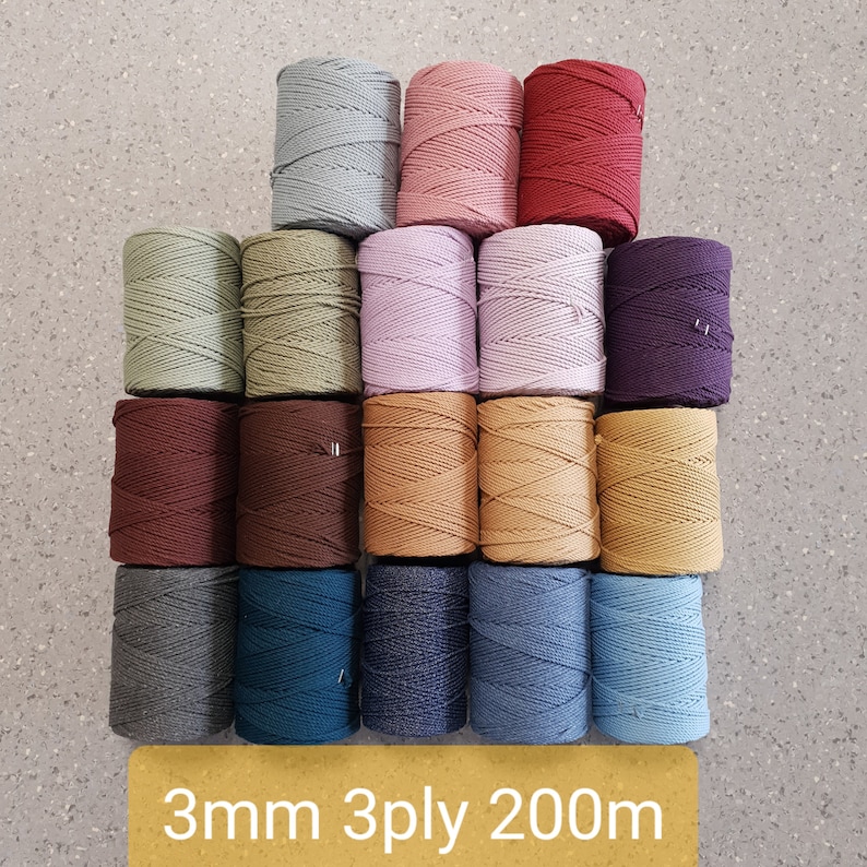 Macrame Cord 3mm 3ply Twisted 200m Dyed Cotton Cord Craft - Etsy