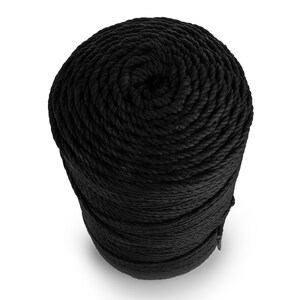 Black Macrame Cord 5mm Cotton Cord 250m Cotton Rope 3-ply Twisted ...
