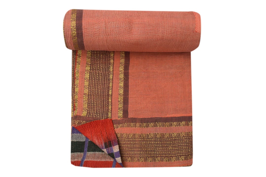 Handmade Vintage Kantha Quilt: Indian Cotton Throw Blanket - Etsy