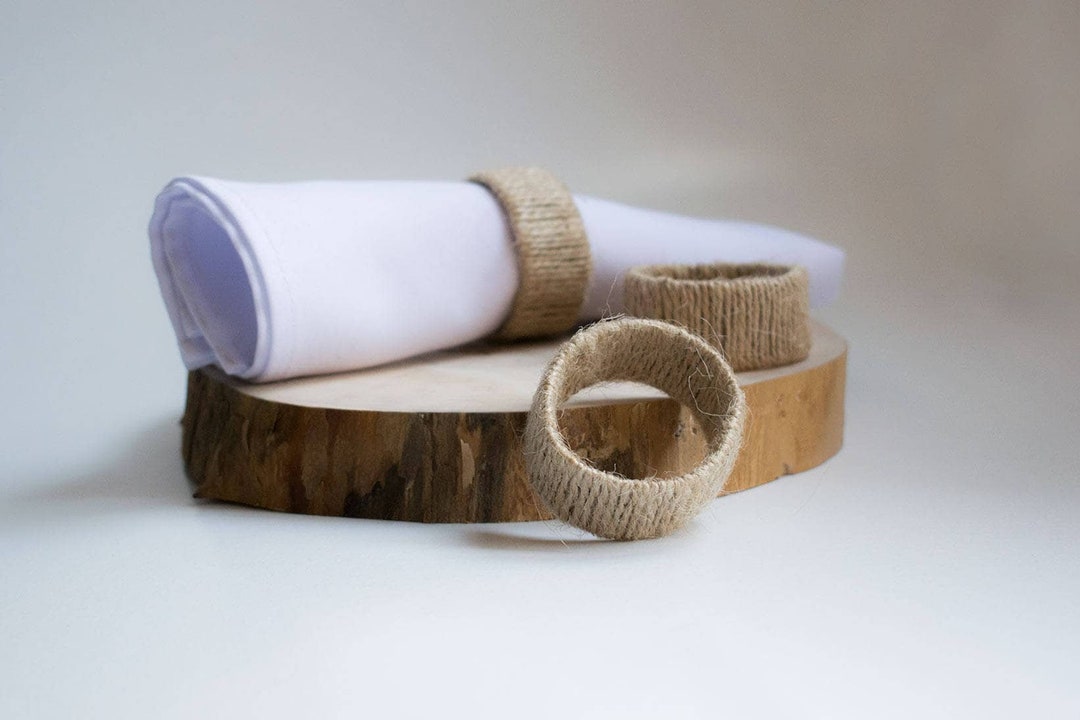 Jute Napkin Ring - 1 SAMPLE. Linen Napkin Holder, Rustic Napkin Rings ...