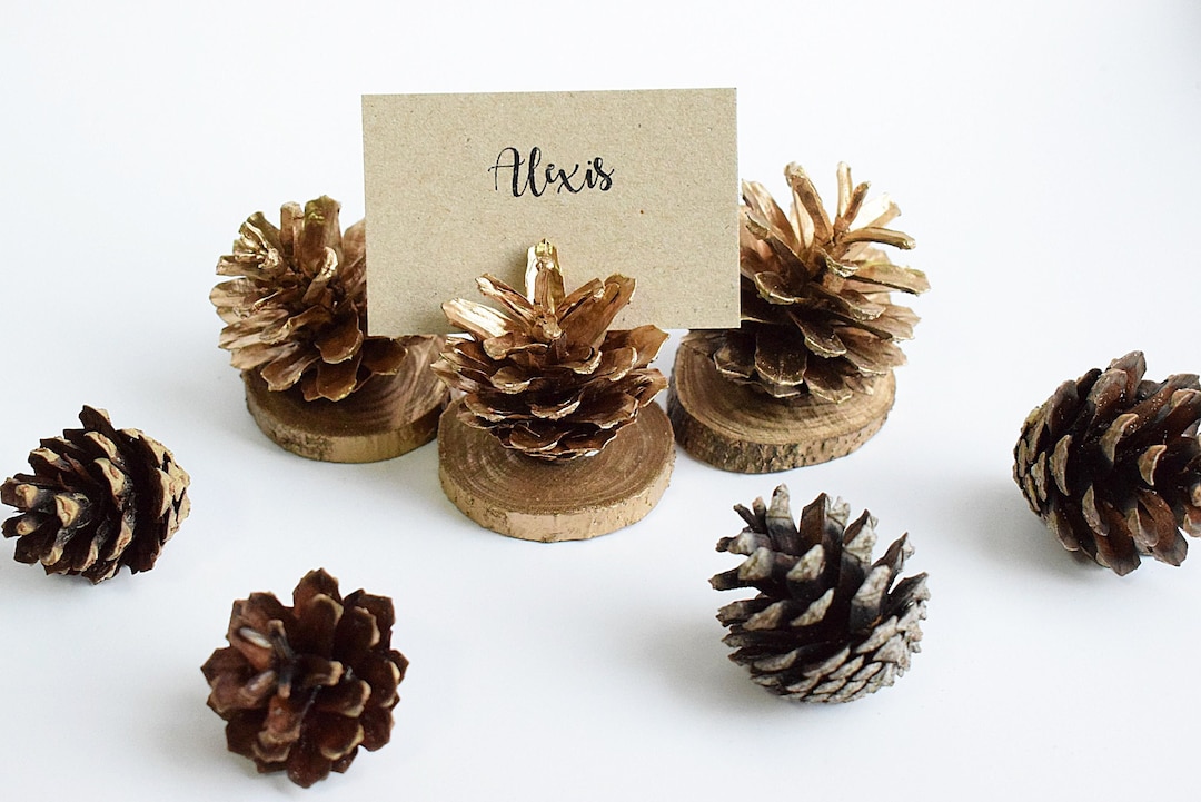 1 PIECE - Gold Pine Cones | Holiday Card Holder | Christmas Decor ...