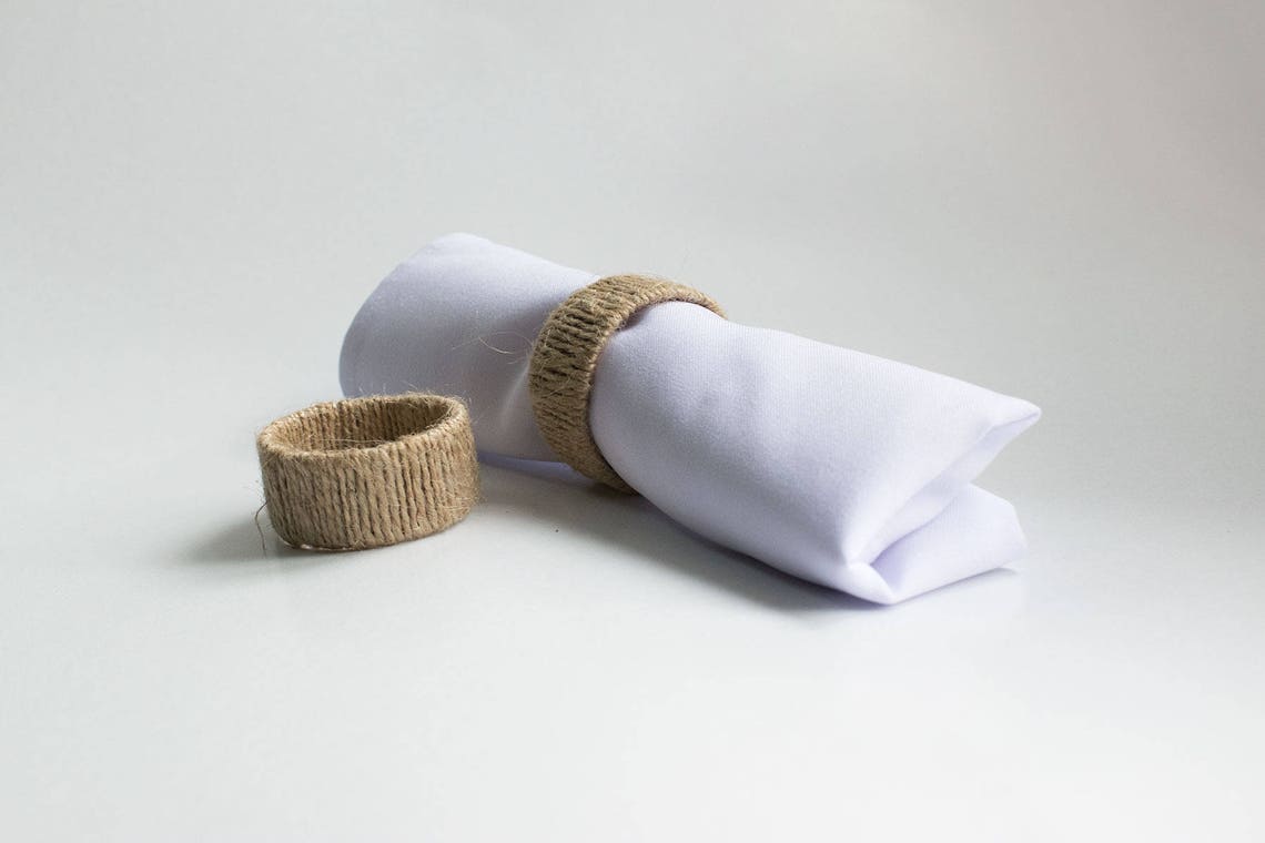 Jute Napkin Ring Linen Napkin Holder Rustic Napkin Rings | Etsy