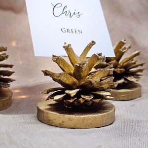 12 PIECES - Gold Pine Cones | Holiday Card Holder | Christmas Decor ...