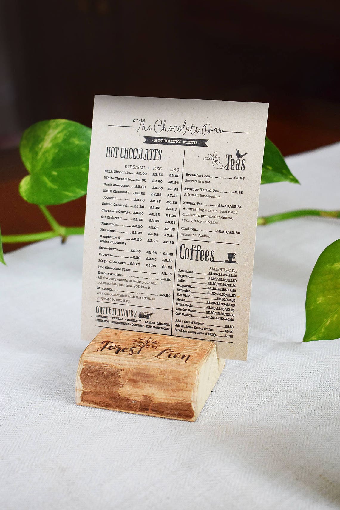 Table Card Holder Menu Card Holder Wooden Card Holder - Etsy