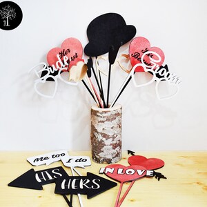 Set of 3 Painted Wood Photo Booth Props Wedding Photo Props - Etsy