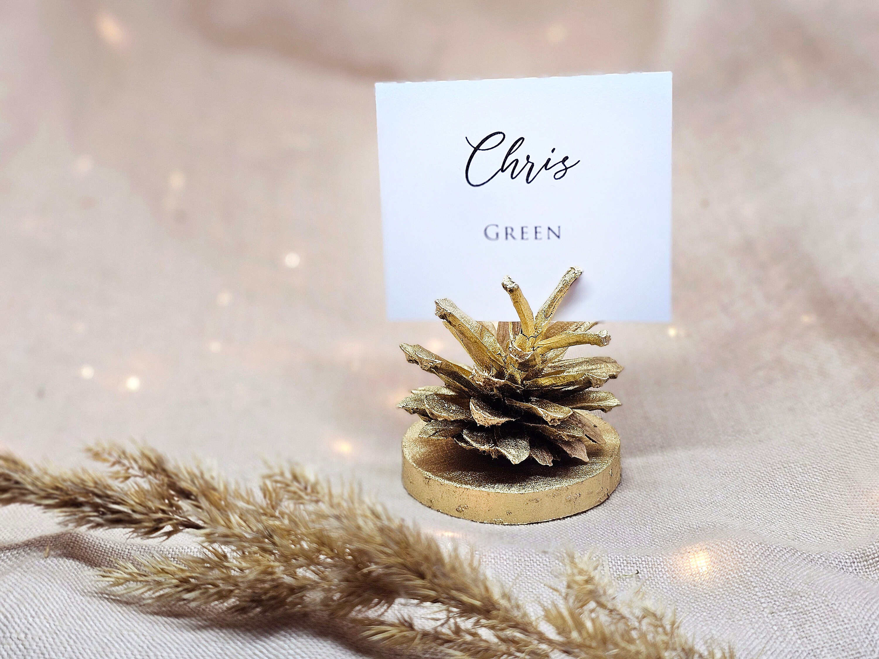 12 PIECES - Gold Pine Cones | Holiday Card Holder | Christmas Decor ...