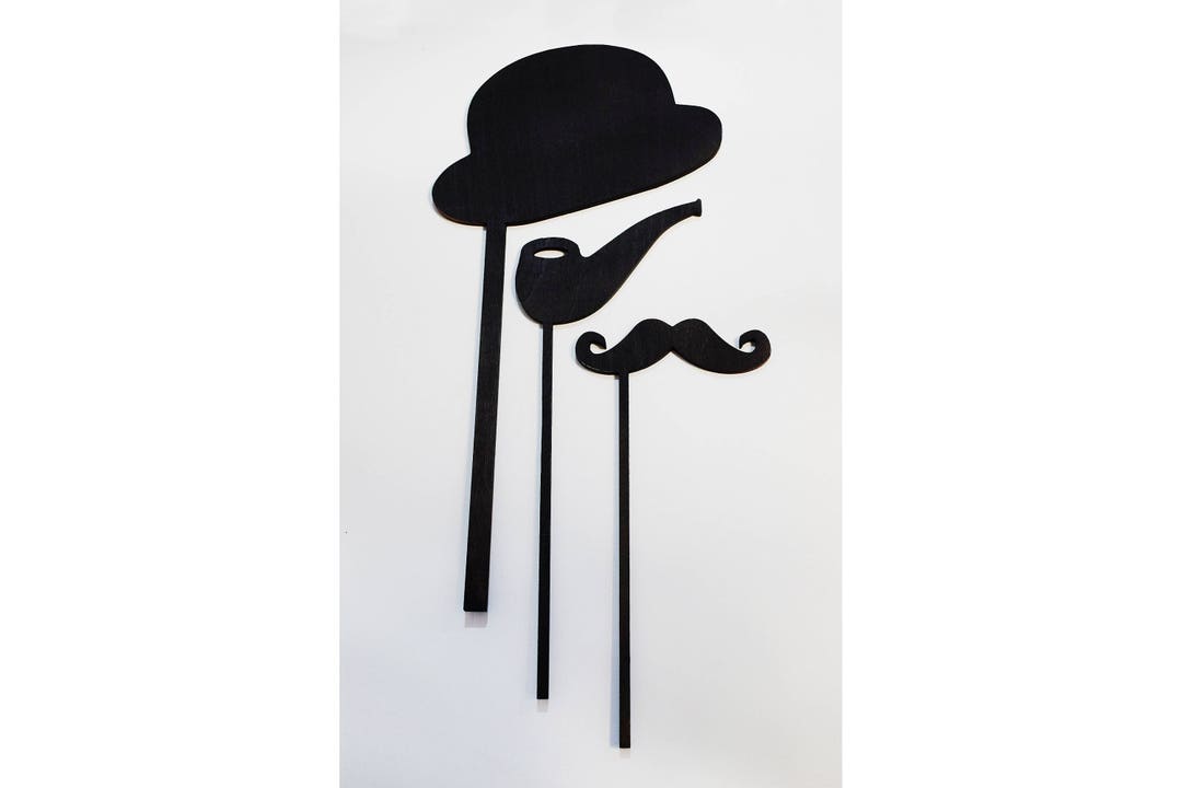 Set of 3 Painted Wood Photo Booth Props Wedding Photo Props Wooden ...