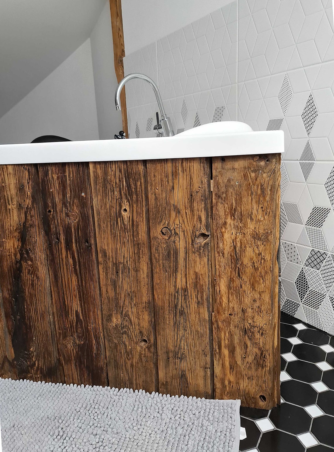 Set of 2 Rustic Wooden Planks, Reclaimed Wood, Raw Wood With Bark ...