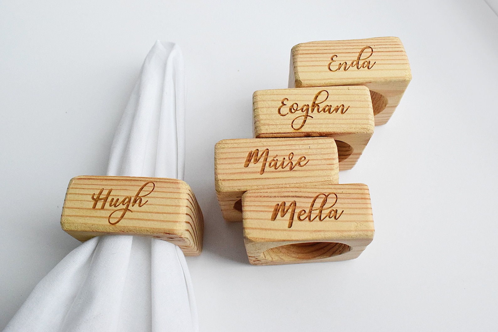 10 Engraved Wooden Napkin Rings Napkin Holder Rustic Napkin | Etsy