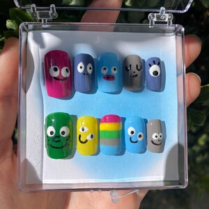 Press on Nails | Cartoon Nails | Color Nails - Etsy