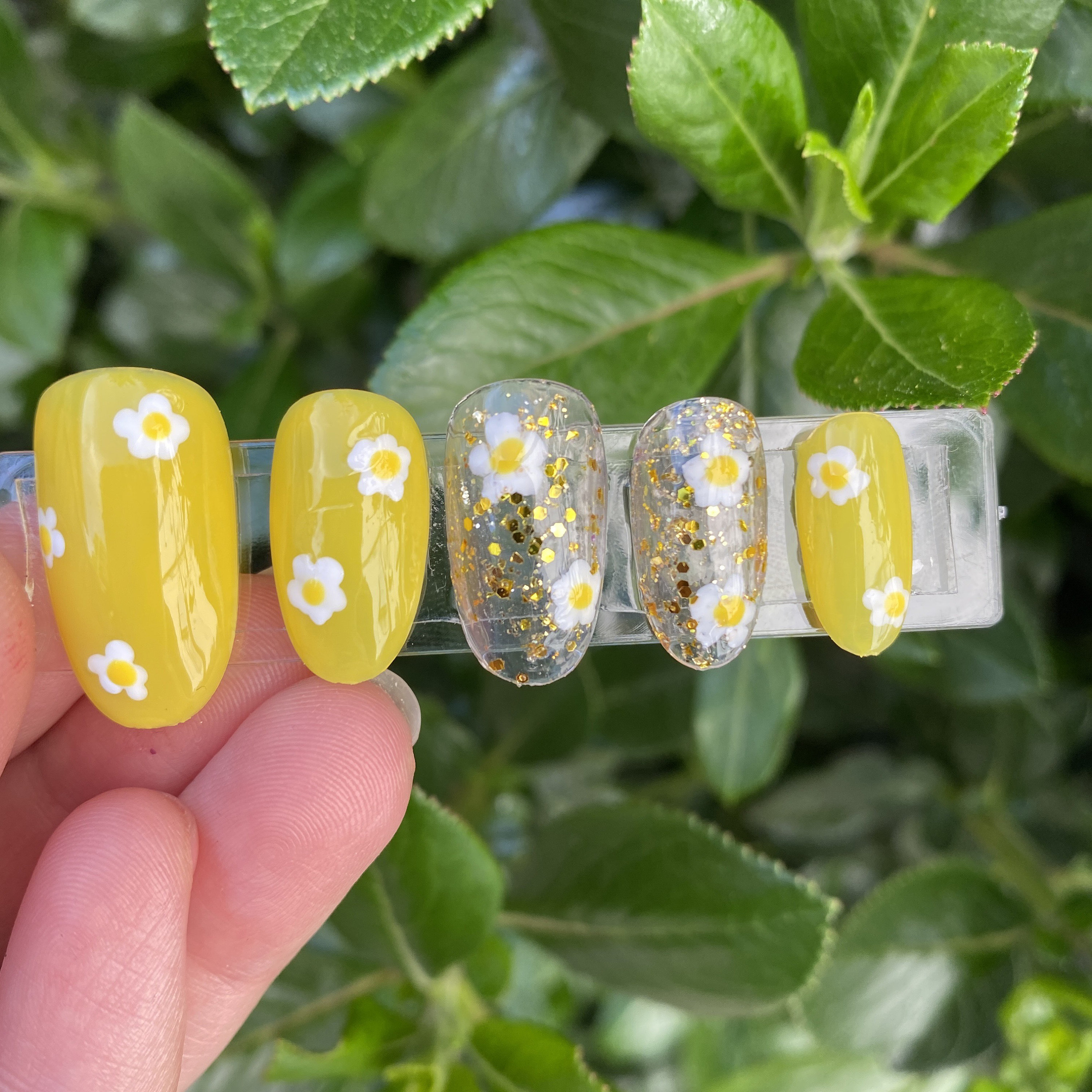 Press on Nails Fake Nails Yellow Nails Press Ons Gel Press Ons Flower ...