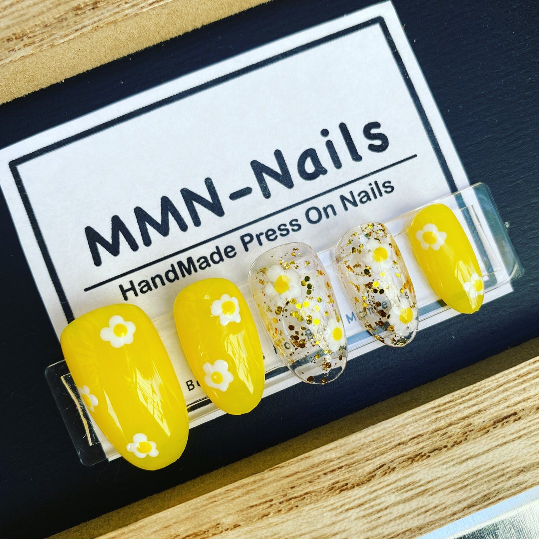 Press on Nails | Fake Nails | Yellow Nails | Press Ons | Gel Press Ons ...
