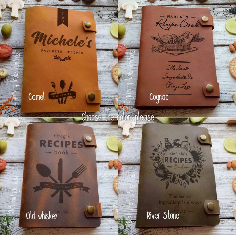Personalized cookbook/A5 A4 Leather recipe book/Custom | Etsy