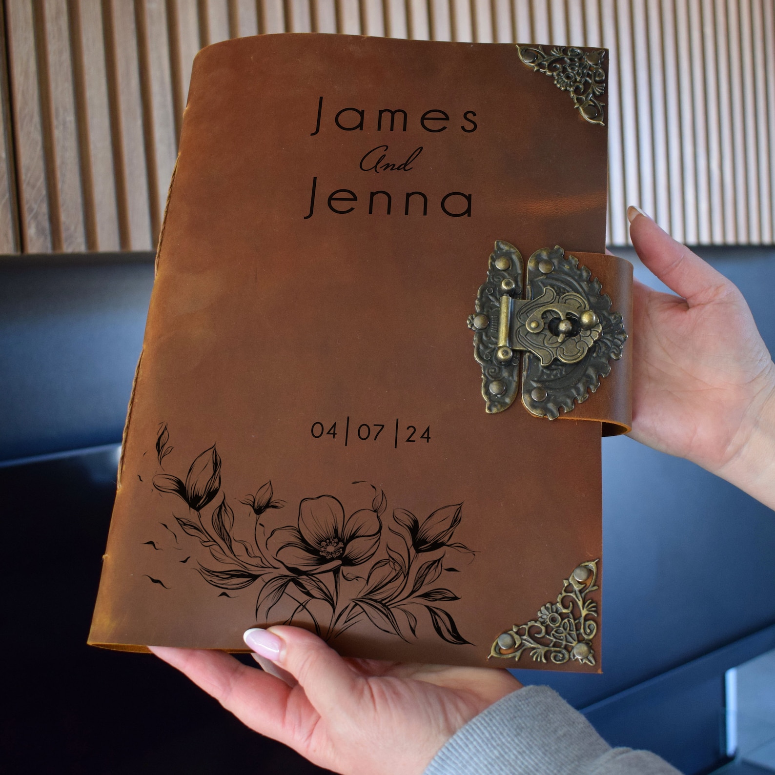 Personalized Leather Photo Album: Handmade Guest or Memory Book, A4/A5 ...