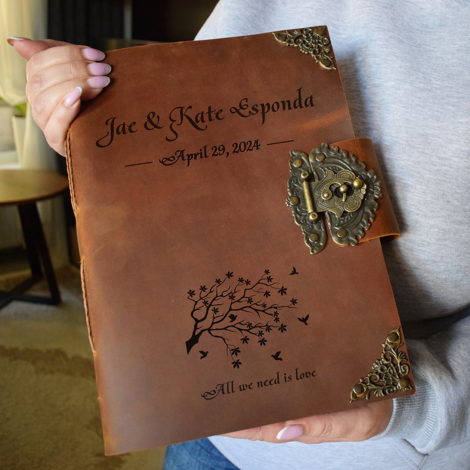 Personalized Leather Photo Album: Handmade Guest or Memory Book, A4/A5 ...