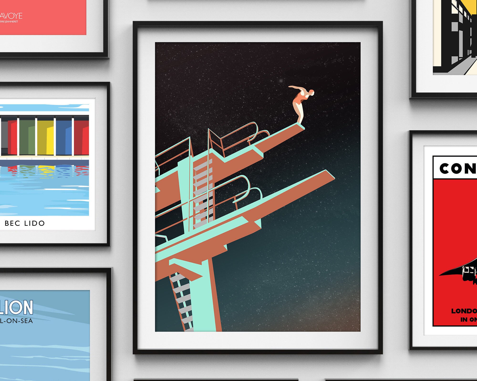 Night Diver - Abstract Diving Poster - Etsy UK