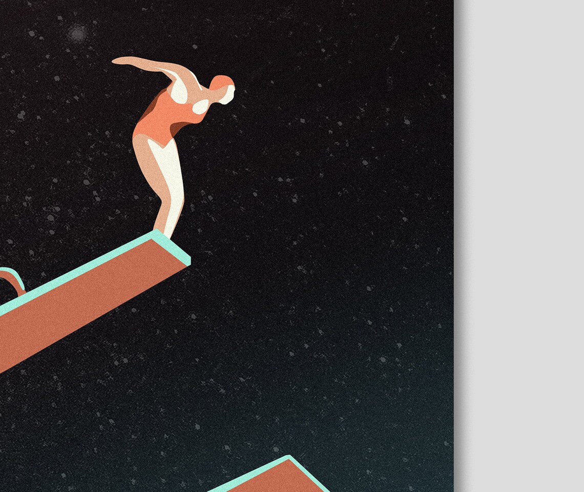 Night Diver - Abstract Diving Poster - Etsy UK
