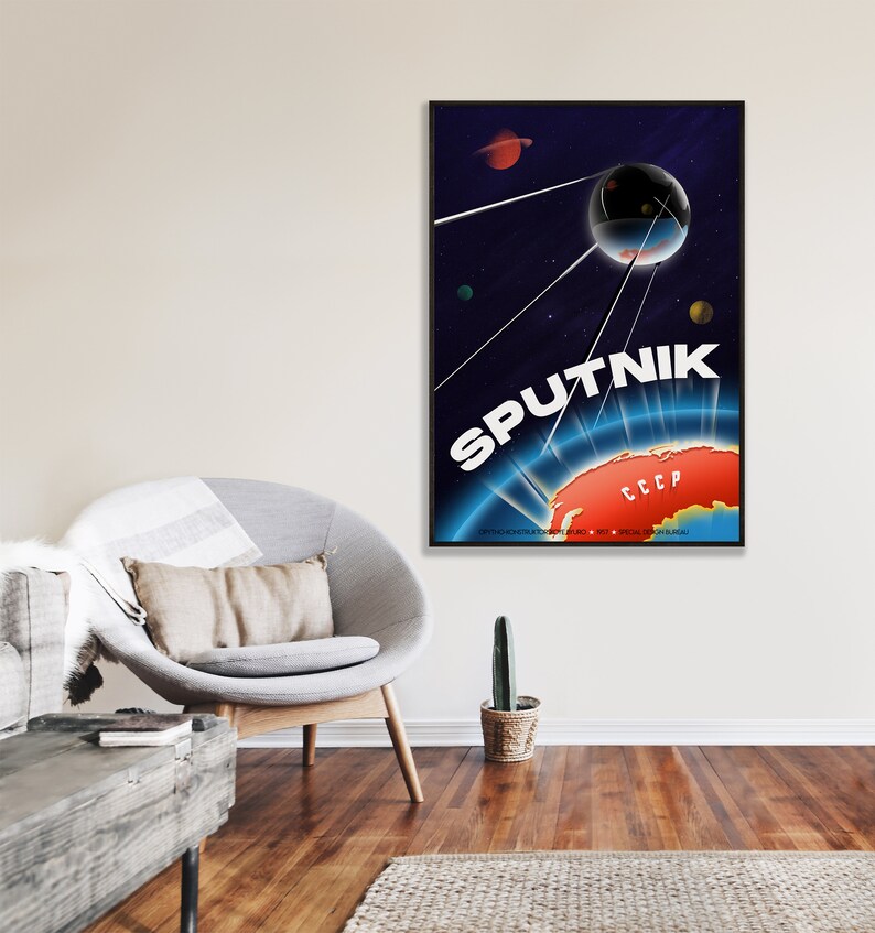 Sputnik Soviet Space Poster - Etsy