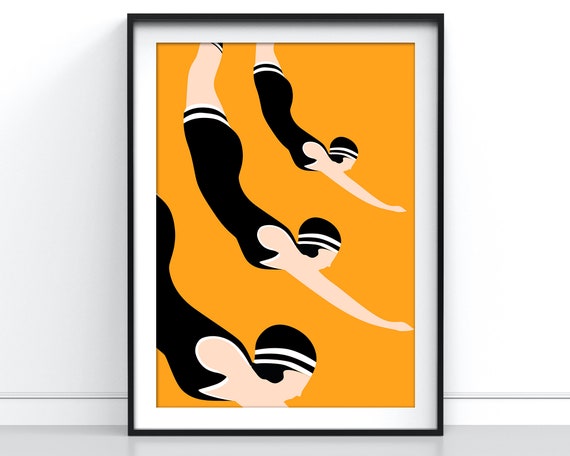 Women Diving Poster | Etsy