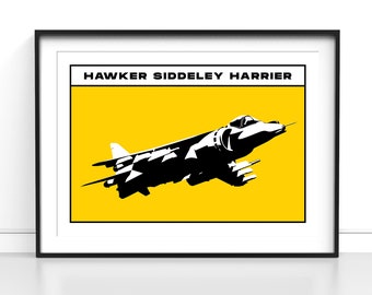 Hawker Siddeley Harrier Jet, Mounted Print A4 Size - Etsy UK