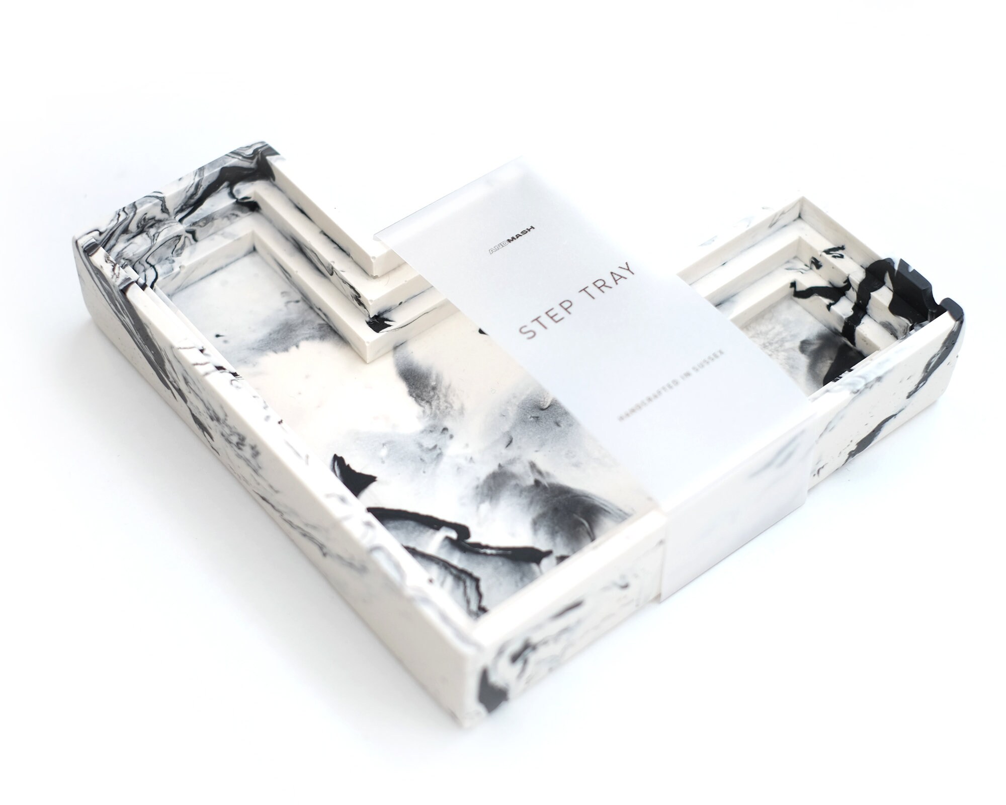 The Step Tray White Marbled Jesmonite - Etsy UK