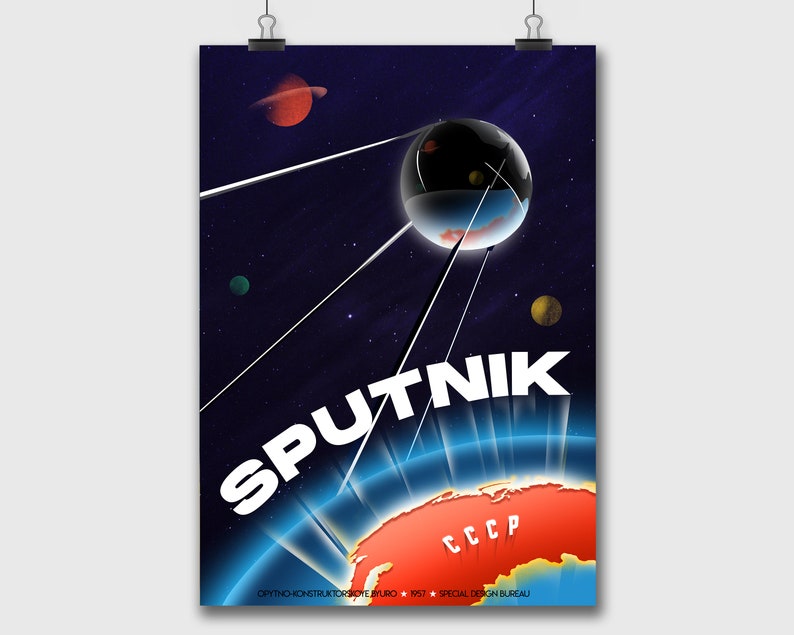 Sputnik Soviet Space Poster - Etsy
