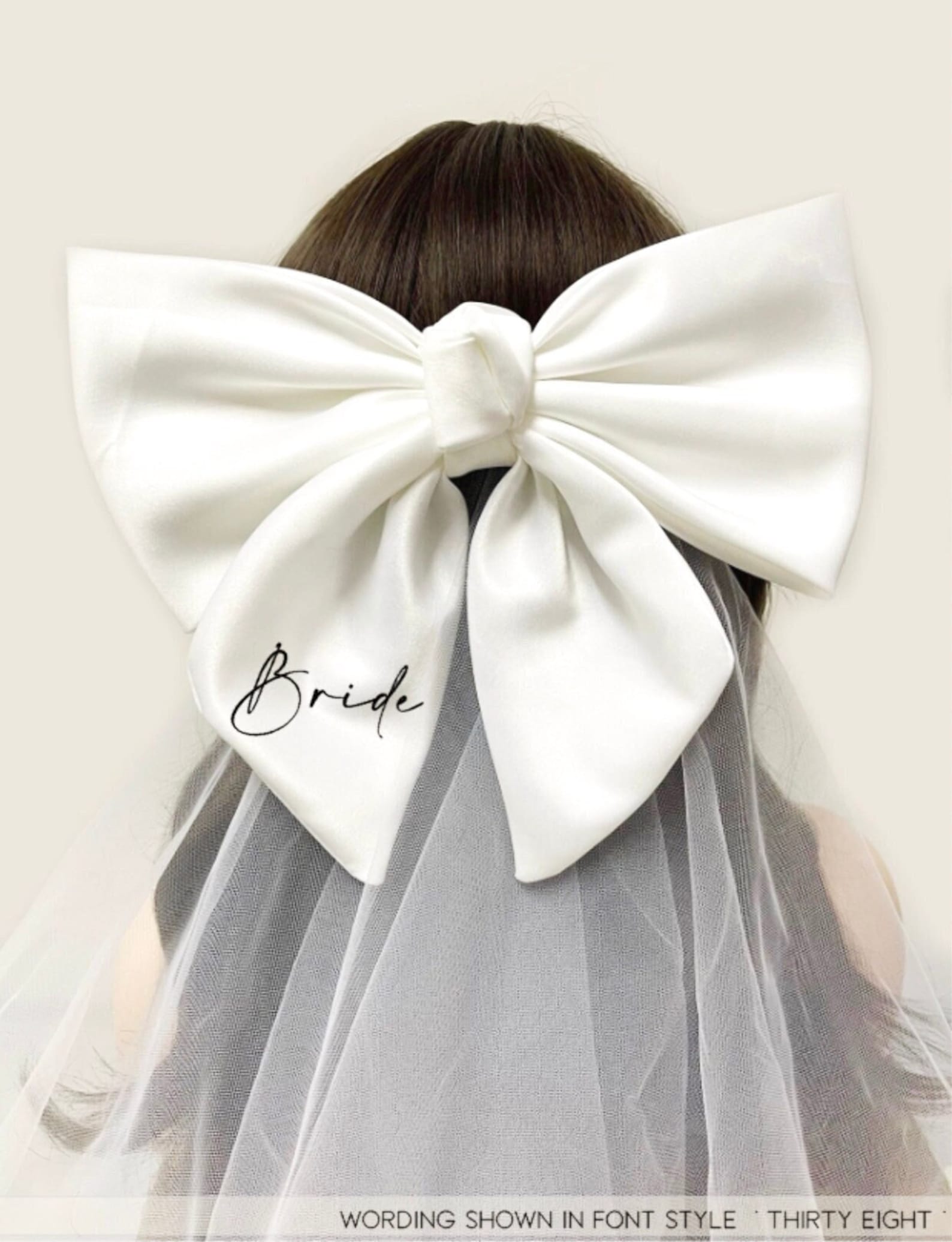 Personalized White Bride Bow Veil XXL Bow Tulle Veil - Etsy