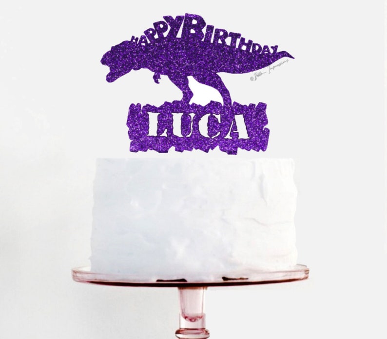 Personalized Dinosaur Cake Topper • Add Your Name • Dino Birthday Cake ...