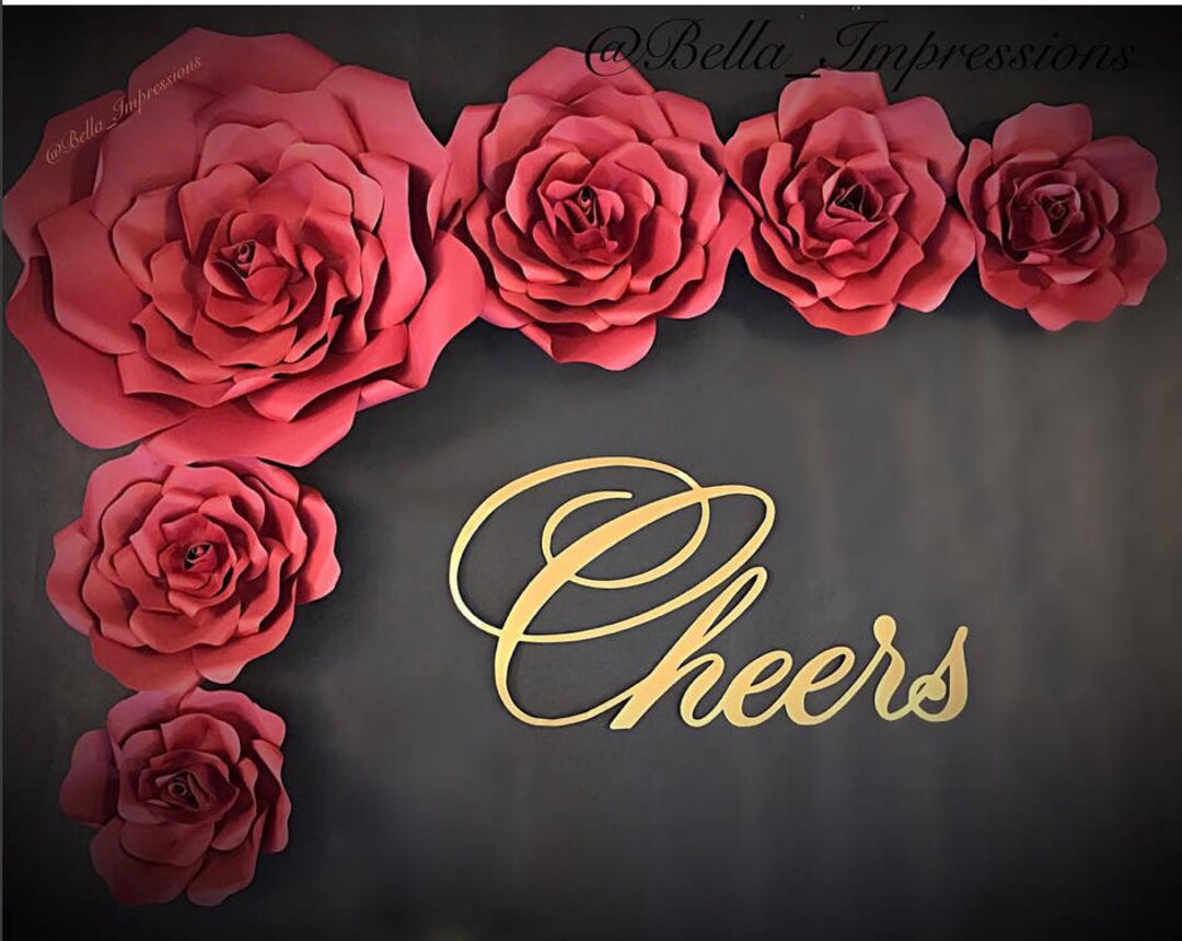 8 Pcs Set - PAPER FLOWER BACKDROP - 6 Roses - Dessert Table Flowers ...