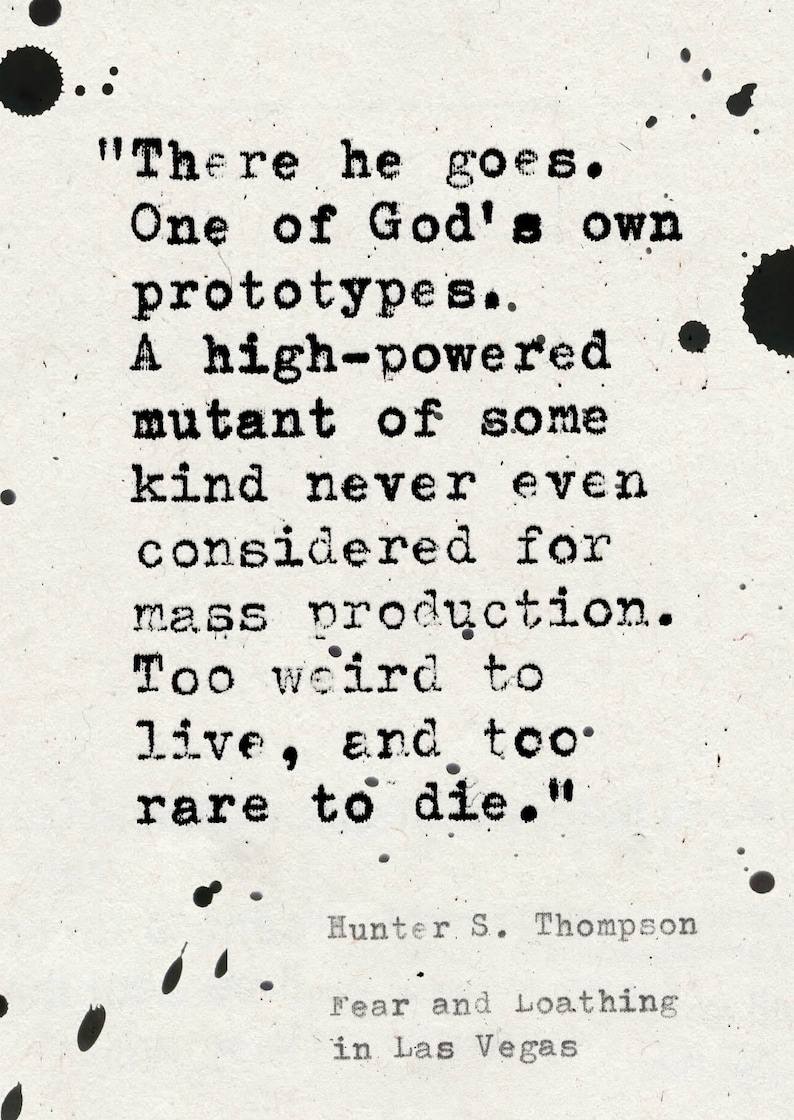 Fathers Day Card for Dad Book Quote Fear and Loathing Hunter S Thompson ...